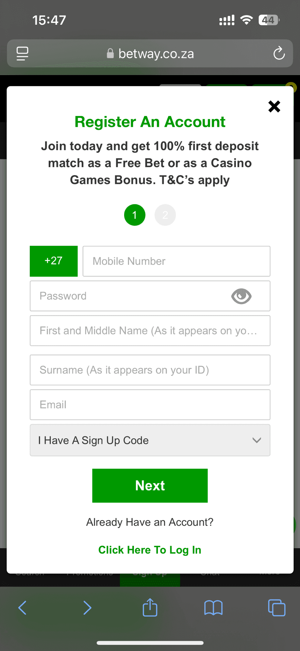 Betway Sign-Up Bonus 2026 – 100% Deposit Match up to R1,000