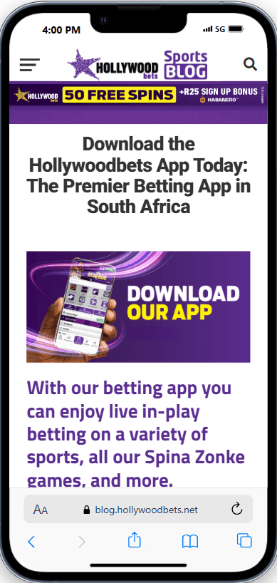 HollywoodBets Mobile App - How to Download and Play in SA?