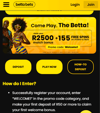 How to Sign Up on Bettabets and Get R2,500 + 155 Free Spins