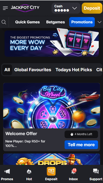 Jackpot City Casino Bonus - Get 100% Welcome Bonus up to R4,000