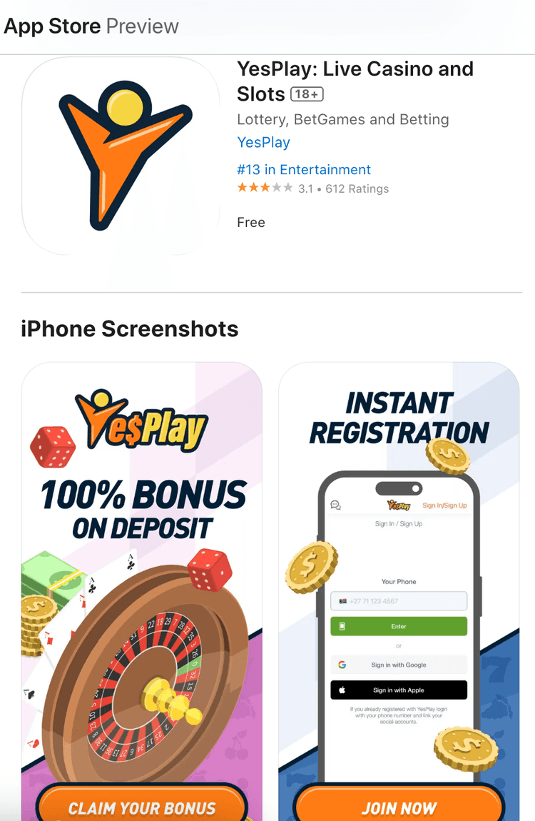 YesPlay Registration: Sign up and Claim 100% up to R3,000